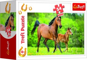 Trefl Minipuzzle 54 dílků Koně 4 druhy v krabičce 9x6,5x4cm 40ks v boxu