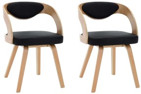 Jídelní židle 2 ks černé ohýbané dřevo a umělá kůže - Default Title