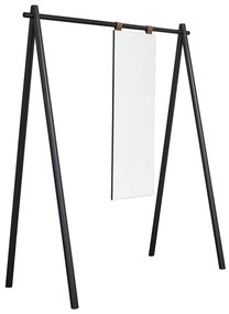 OnaDnes -20% Černý dřevěný věšák Karup Design Hongi se zrcadlem 177 x 150 cm