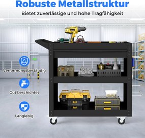 Costway 3patrový vozík na nářadí s velkou zásuvkou a 2 perforovanými panely a 8