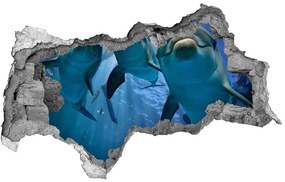Wallmuralia Díra 3D fototapeta na stěnu Tři delfíni 95x73 cm