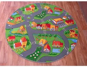 Kulatý dětský koberec LITTLE VILLAGE Uličky Rozměr: průměr 200 cm