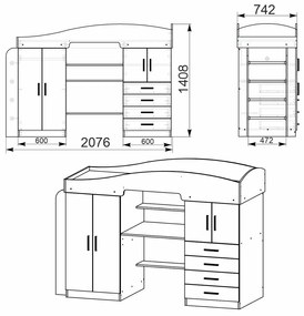 Vomaks Patrová postel UNIVERZAL-2 wenge