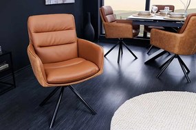 Luxusní otočná židle z pravé kůže Big George koňaková
