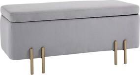 HOMCOM úložný otoman s potahem, 70L, s kovovými nohami do vstupu a obývacího pokoje, 100x40x42 cm, světle šedý | Aosom