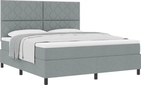 Postel s boxspringem s čelo Světle šedá 180 x 200 cm textil 3339483