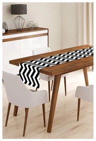 Běhoun na stůl z mikrovlákna Minimalist Cushion Covers Black Stripes, 45 x 145 cm