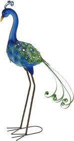 Zahradní kovová figurka Peafowl, 80 cm, modrá