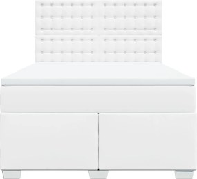 Box spring postel s matrací bílá 160x200 cm umělá kůže 3290729