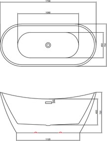 BPS-koupelny Volně stojící akrylátová vana HYD-RIC513C 170x72 bílá, odtokový komplet bílý matný