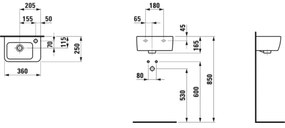 LAUFEN H8169550001061 - Závěsné umyvadlo PRO 36x25 cm keramika/bílá