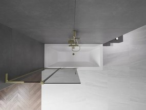 Mexen Velar L, 2-křídlová posuvná vanová zástěna 100 x 150 cm, 8mm šedé sklo, zlatá matná, 896-100-003-41-55