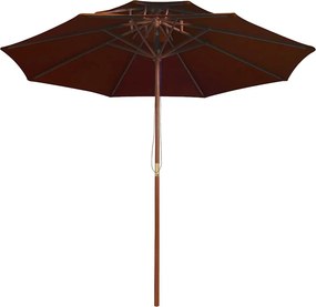 Dvoupatrový slunečník s dřevěnou tyčí terakotový 270 cm 313765