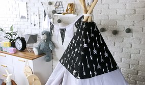 Dětský stan TEEPEE (TÝPÍ) ŠÍPY s doplňky - šedý/černý