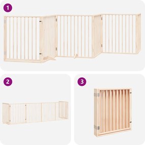 Zábrana pro psy s dvířky skládací 6 panelů 480 cm topol 3155557