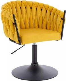 LuxuryForm DESIGN Otočná židle NORDEN VELUR na černém talíři - žlutá