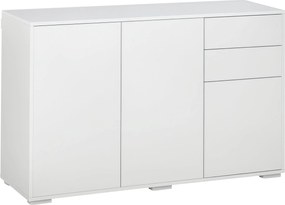 HOMCOM Komoda se 2 šuplíky a 3 dvířky, nastavitelné police, úložná skříňka pro ložnici a obývací pokoj 117 x 36 x 74 cm Bílá | Aosom