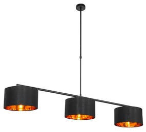 Moderní závěsná lampa černá se zlatou 125 cm 3-světelná - VT 3