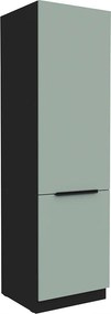 ARIA sc | vysoká skříňka 60 DK-210 2F potravinová s policemi | 60 cm | ANTI FINGERPRINT povrch | černá/aquamarine