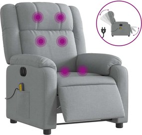 Elektrické masážní polohovací křeslo světle šedé textil 3205190