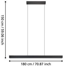 Eglo 390368 - LED Stmívatelný lustr na lanku MONTEBUONO LED/20W/230V 3000K černá
