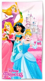 jay Franco Dětská plážová osuška DISNEY PRINCEZNY, růžová, froté, 70x140cm