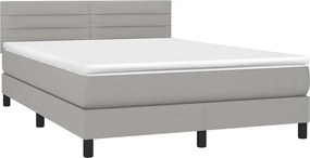Box spring postel s matrací a LED světle šedá 140x200 cm textil 3133237