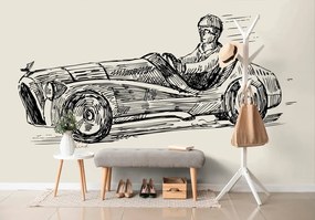 Tapeta závodní auto v retro provedení - 375x250 cm