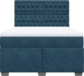 Box spring postel s matrací modrá 140 x 190 cm samet 3290916