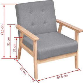Křeslo světle šedé textil 242225