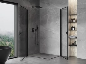 Mexen Mist-B Duo, 2-křídlý ​​výklopný sprchový kout 70 x 80 cm, čiré sklo-černý rám, 8A2-070L-080P-70-70