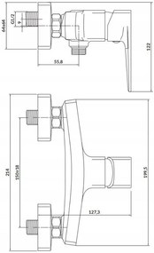 Cersanit Larga, nástěnná sprchová baterie, matná černá, S951-382