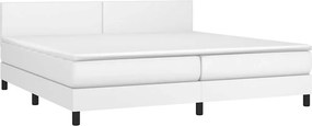 Box spring postel s matrací a LED bílá 200x200 cm umělá kůže 3134124