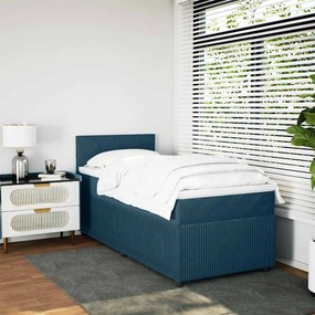 Box spring postel s matrací modrá 80 x 200 cm samet 3287594