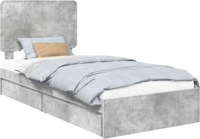 Postel s úložným prostorem s čelo Betonově šedá 90 x 190 cm 3412731