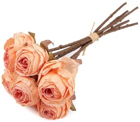 Umělá růže vintage svazek - 4 lososová světlá