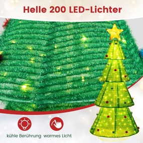 Costway LED vánoční stromek umělý 190 cm osvětlený vánoční stromeček s 200 LED