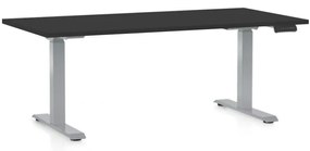 Výškově nastavitelný stůl OfficeTech D, 160 x 80 cm, šedá podnož, černá