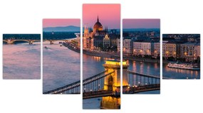 Obraz - Panorama města, Budapešť, Maďarsko (125x70 cm)