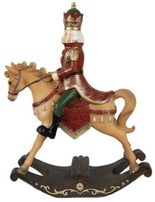 Vánoční dekorace Louskáček na houpacím koníkovi - 22*9*29 cm