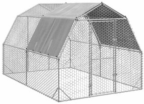 Výběh pro slepice se střechou 2,5x4x2,25 m pozinkovaná ocel 3328526