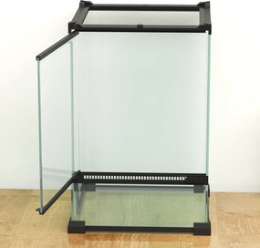 PawHut Skleněný terárium pro plazy Vivarium 12 L Box pro plazy S chladící síťovinou, pro žáby, hady, želvy, 20 x 30 cm, Černé