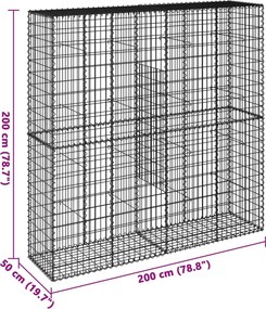 Gabionový koš s víkem 200 x 50 x 200 cm pozinkované železo 3295167