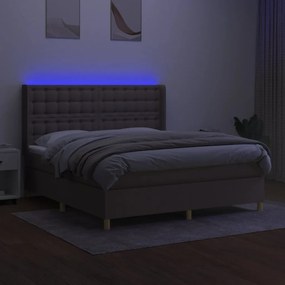 Box spring postel s matrací a LED taupe 160x200 cm textil 3139209