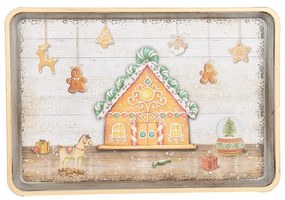 Podnos s perníkovou chaloupkou a perníčky Gingerbread - 32*22*2 cm