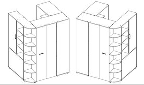 Rohová šatna - šatní skříň Cariba, dub san remo/grafit