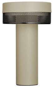 LED stolní lampa Mesh, baterie, 24cm písková/černá