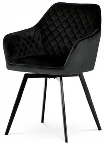 Jídelní židle černá sametová látka, kovové nohy, černý matný lak DCH-425 BK4