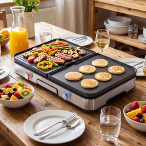 Costway 3-in-1 Elektrický stolní gril 2000 W elektrický gril s 2 Oddělené zóny