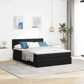 Osmanský rám postele s matrací černá 140x190cm samet 3312766